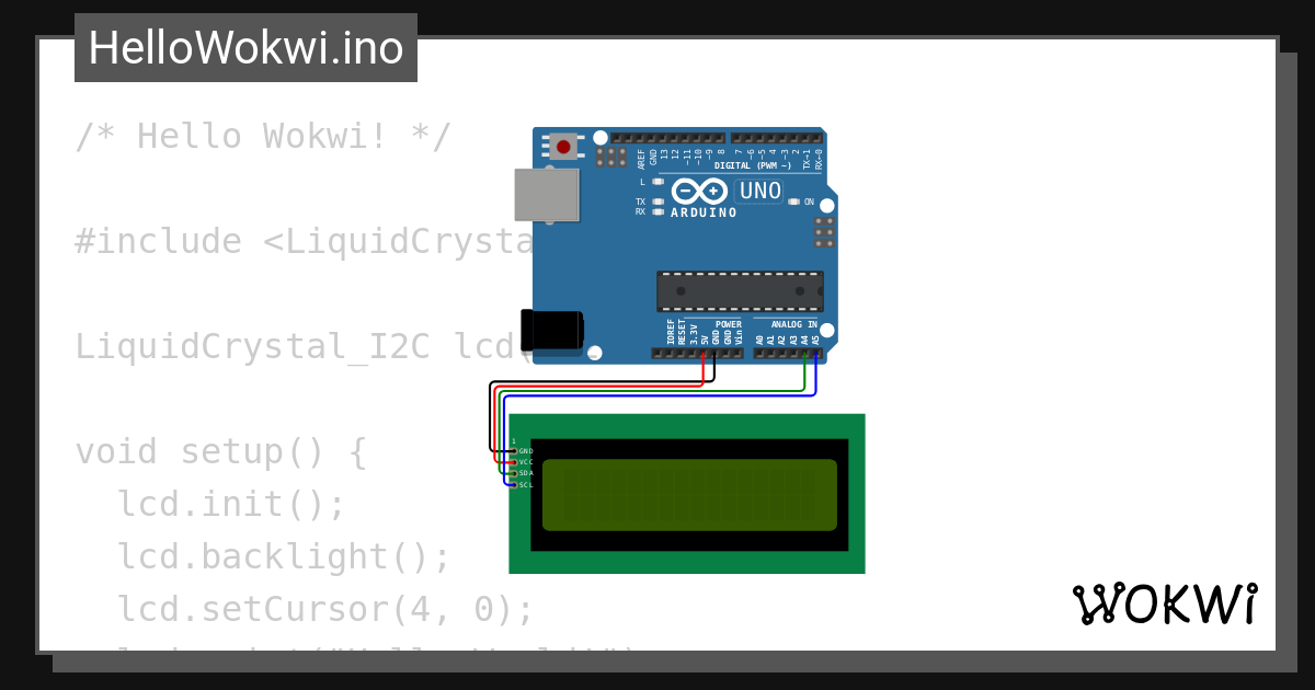 Arduino Lab2 Hello World Lcd I2c Wokwi Esp32 Stm32 Arduino Simulator
