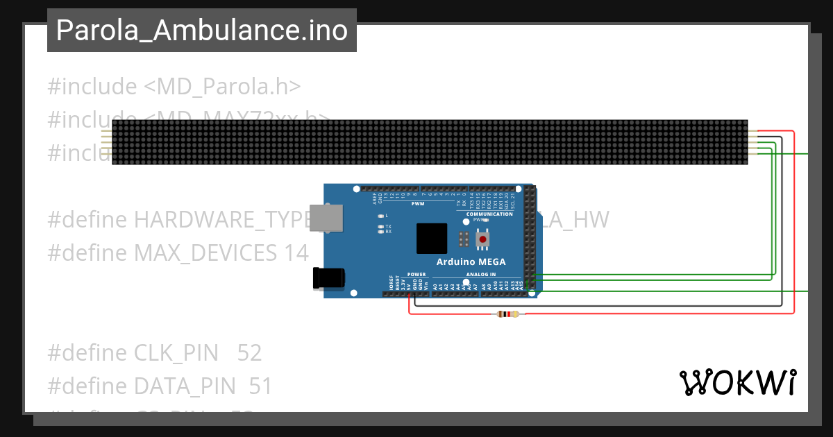Parola_Ambulance.ino - Wokwi ESP32, STM32, Arduino Simulator