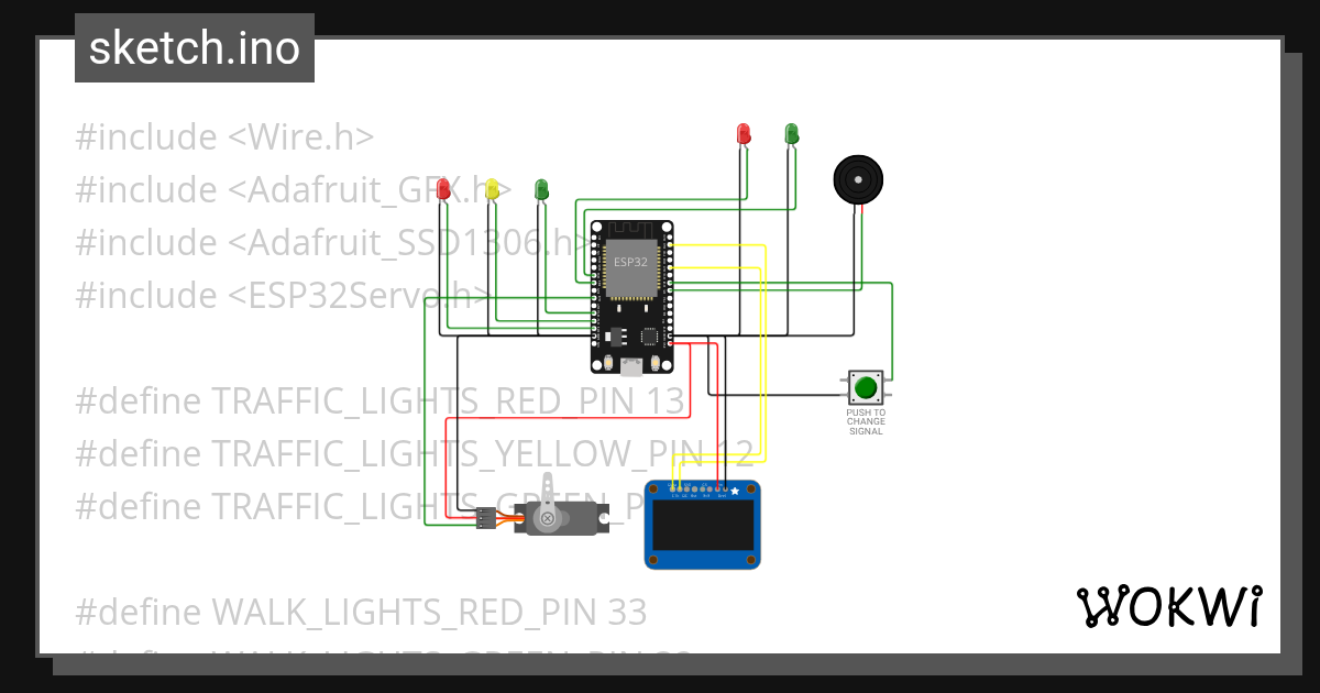 traffic lights ESP32 - Wokwi ESP32, STM32, Arduino Simulator