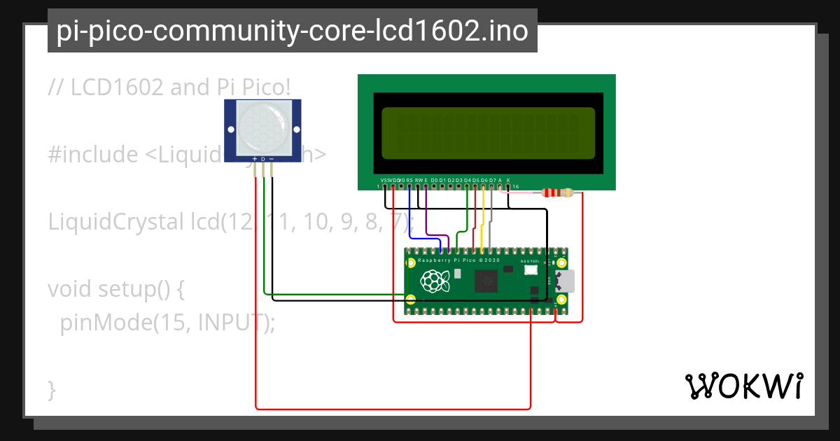 pi-pico-community-core-lcd1602.ino - Wokwi ESP32, STM32, Arduino Simulator pi-pico-community-core-lcd1602.ino - Wokwi ESP32, STM32, Arduino Simulator