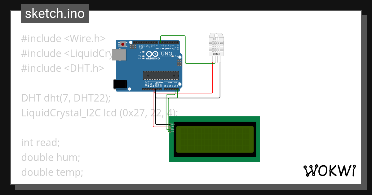 Activity 3: DHT22 and LCD - Wokwi ESP32, STM32, Arduino Simulator