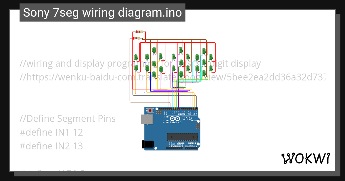 Sony 7seg wiring diagram.ino - Wokwi ESP32, STM32, Arduino Simulator