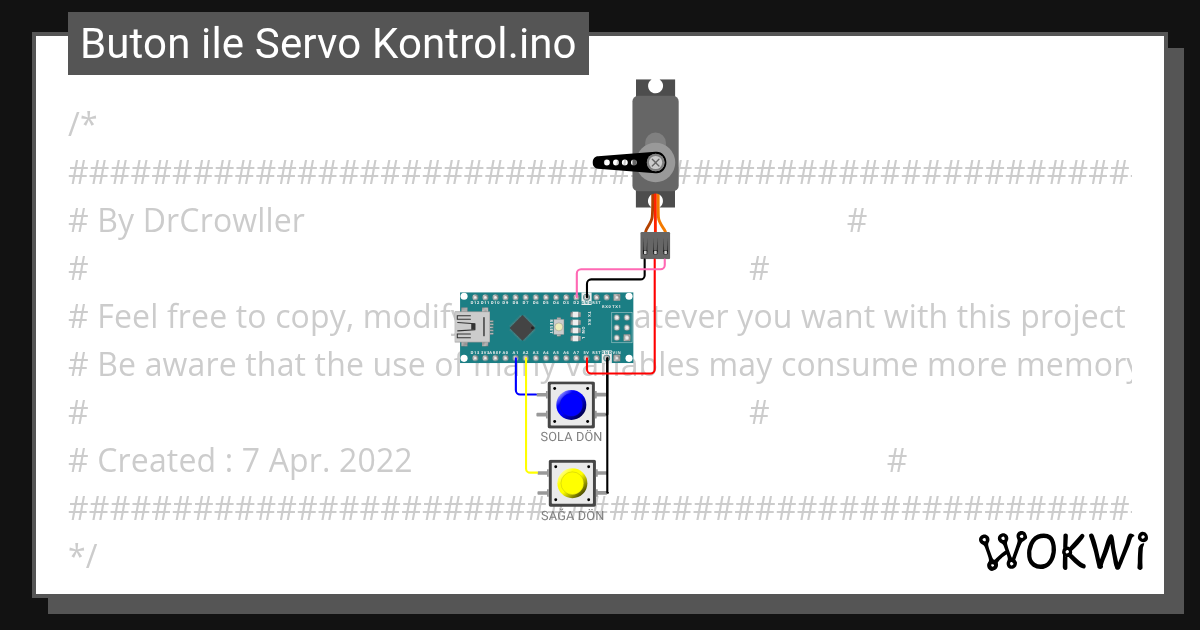 Buton ile Servo Kontrol.ino - Wokwi ESP32, STM32, Arduino Simulator