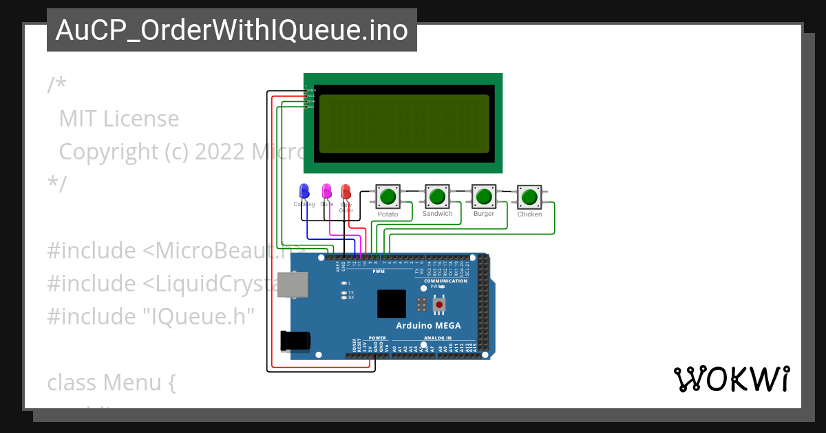 AuCP_OrderWithIQueue.ino - Wokwi ESP32, STM32, Arduino Simulator