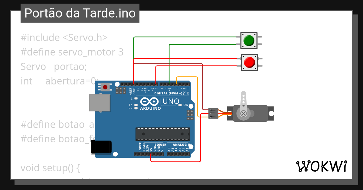Portão da Tarde - Wokwi ESP32, STM32, Arduino Simulator Portão da Tarde - Wokwi ESP32, STM32, Arduino Simulator