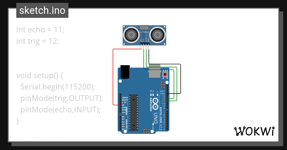 Intro Ultrasonic Project - Wokwi ESP32, STM32, Arduino Simulator