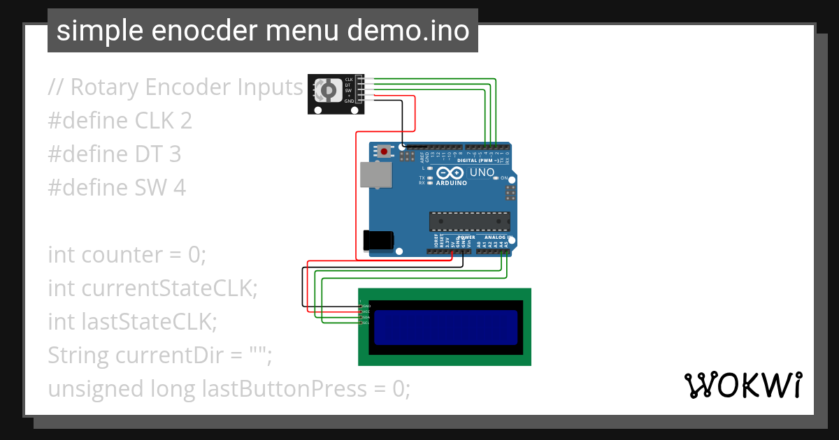 simple enocder menu demo.ino - Wokwi ESP32, STM32, Arduino Simulator