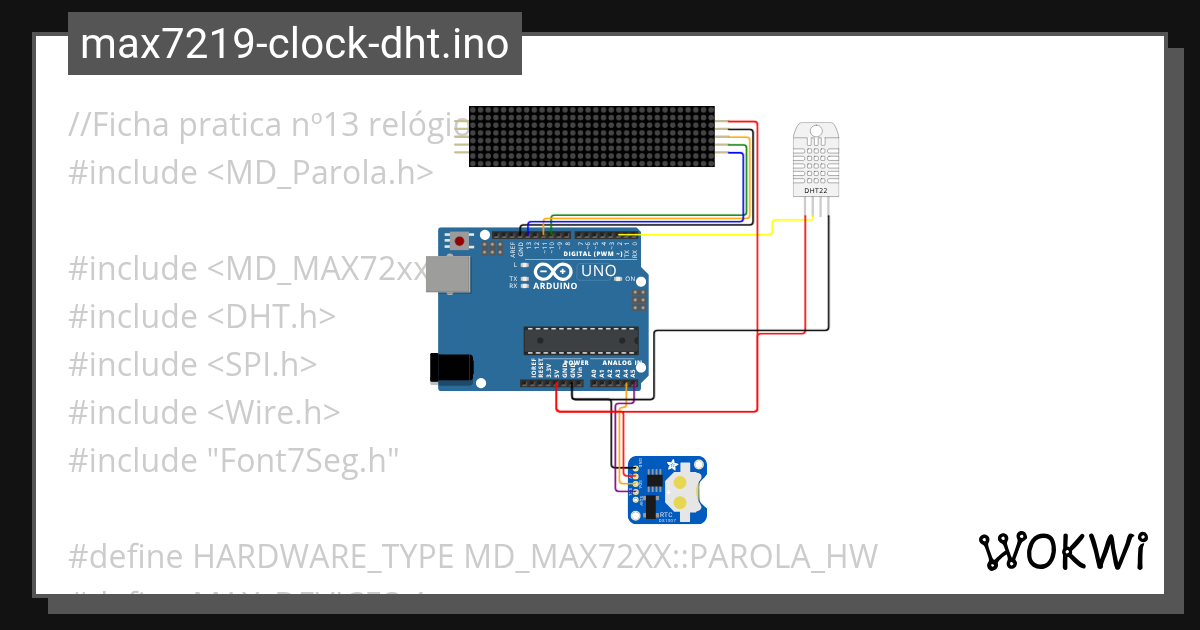 max7219-clock-dht.ino - Wokwi ESP32, STM32, Arduino Simulator