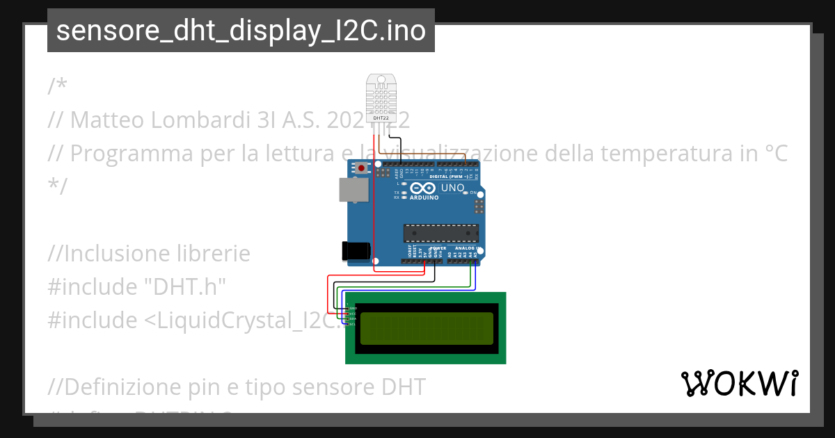 sensore_dht_display_I2C.ino - Wokwi ESP32, STM32, Arduino Simulator