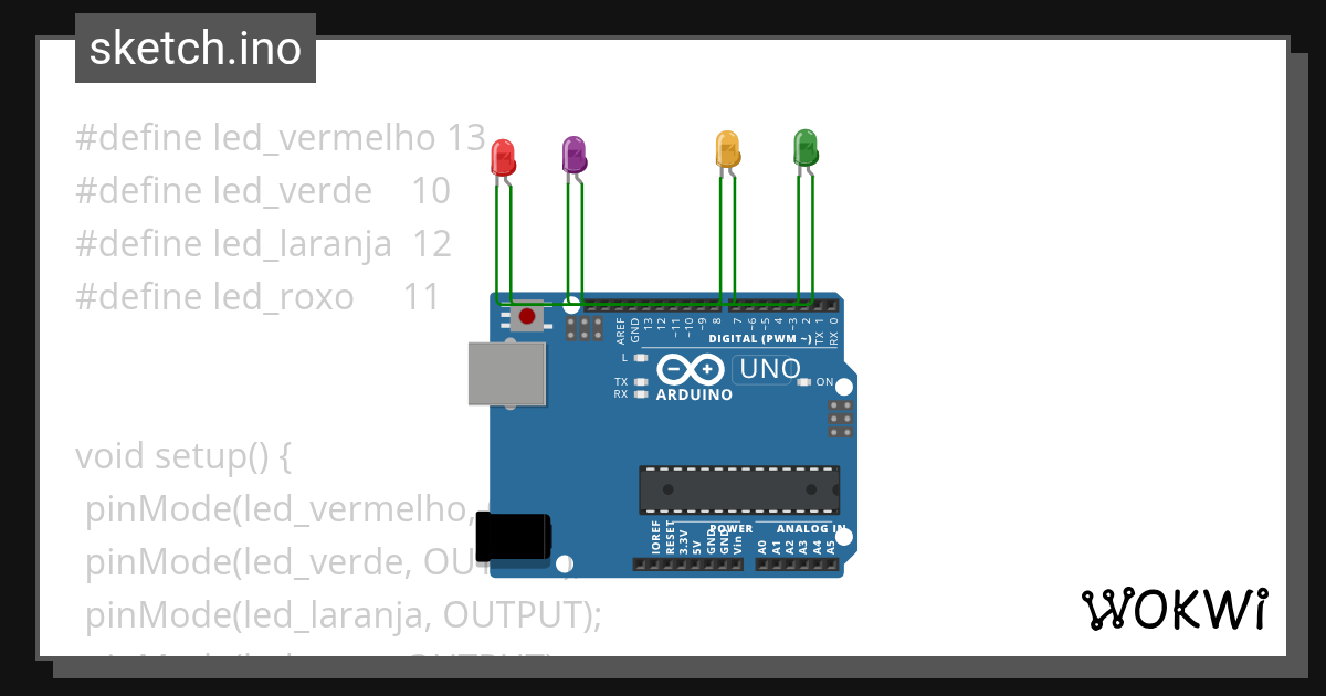 Pisca Pisca em dois - Wokwi ESP32, STM32, Arduino Simulator