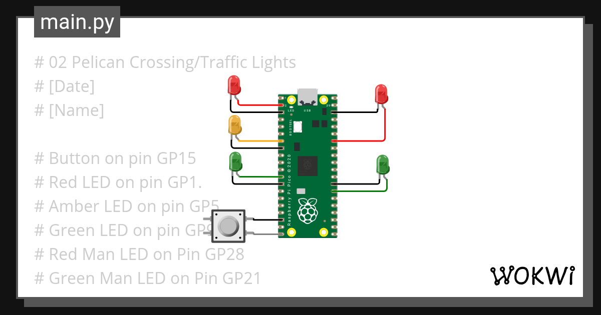 04-2 Pelican Crossing - Wokwi ESP32, STM32, Arduino Simulator