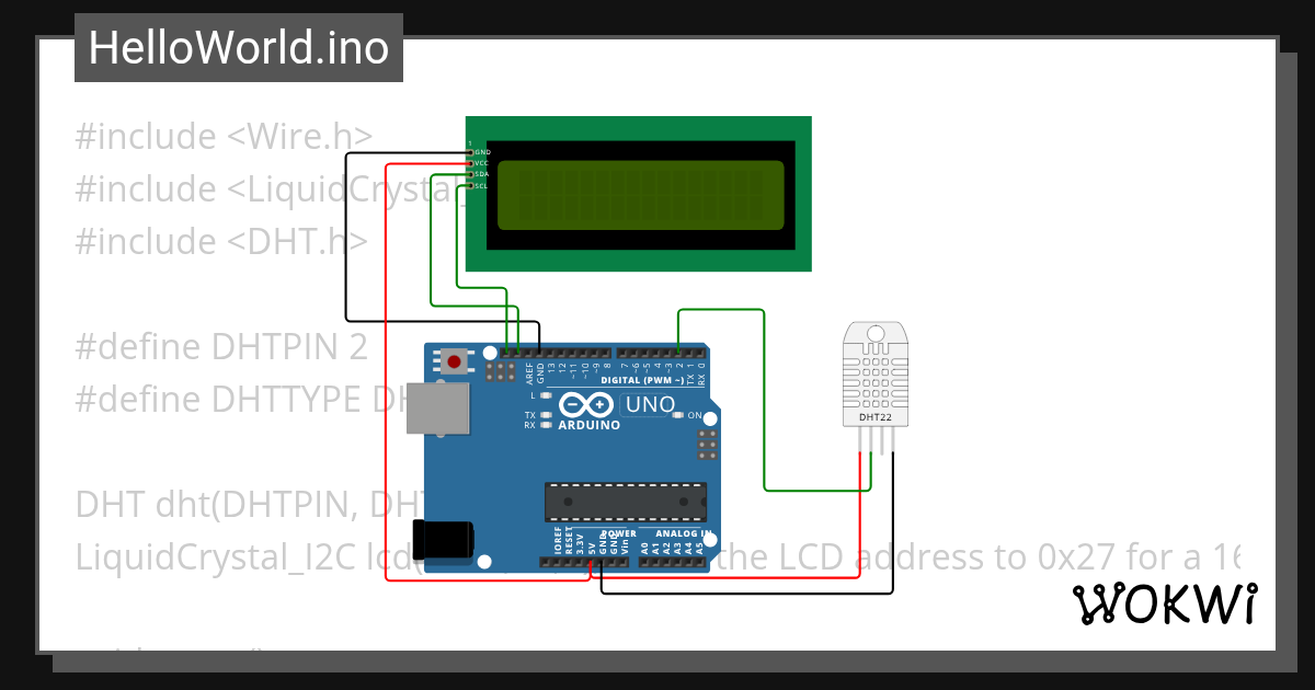 LCD1602_I2C_DHT22.ino - Wokwi ESP32, STM32, Arduino Simulator