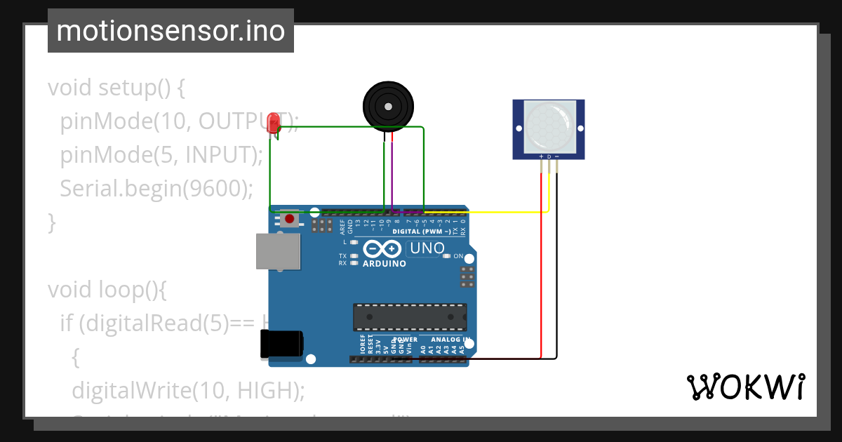 motionsensor.ino - Wokwi ESP32, STM32, Arduino Simulator