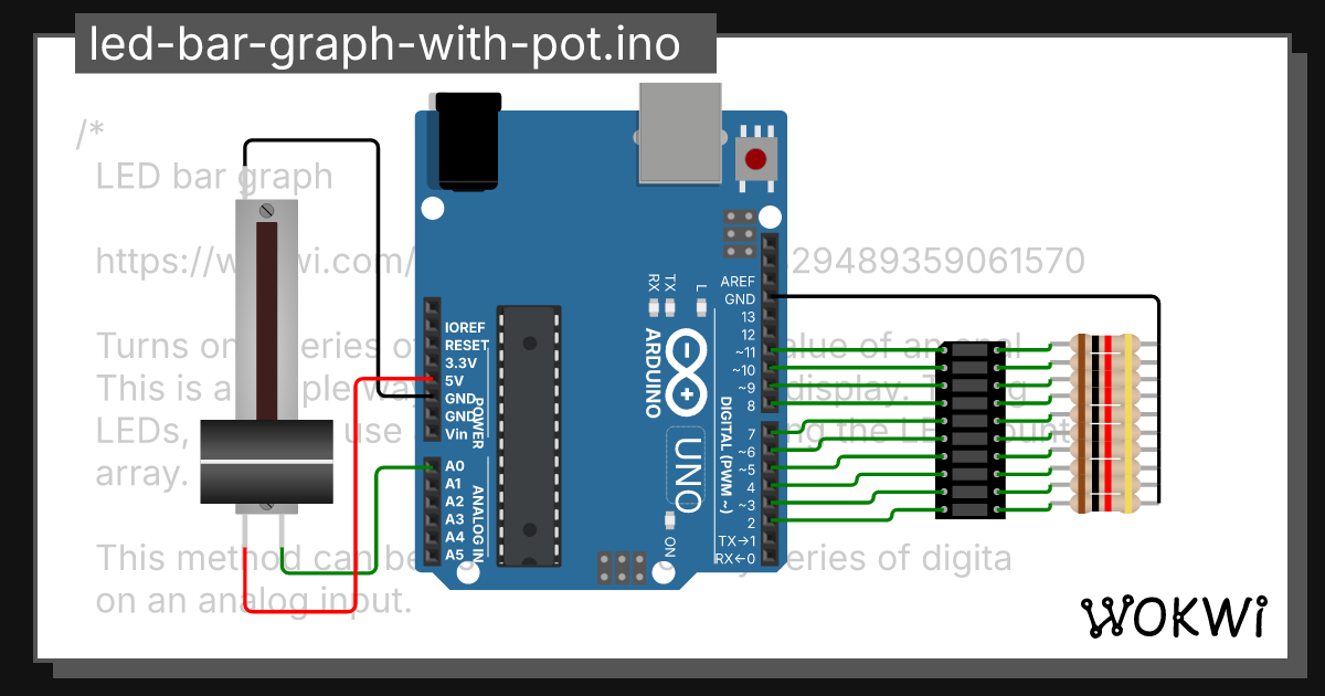 led-bar-graph.ino - Wokwi ESP32, STM32, Arduino Simulator