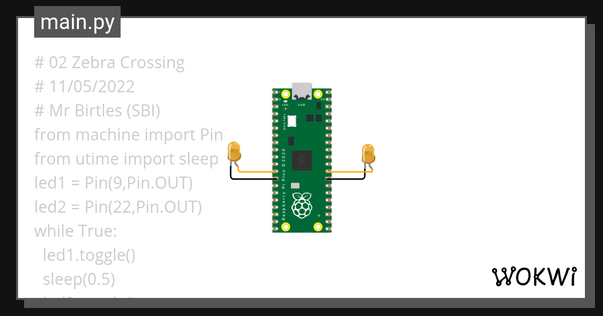 04-3 Zebra Crossing - Wokwi ESP32, STM32, Arduino Simulator