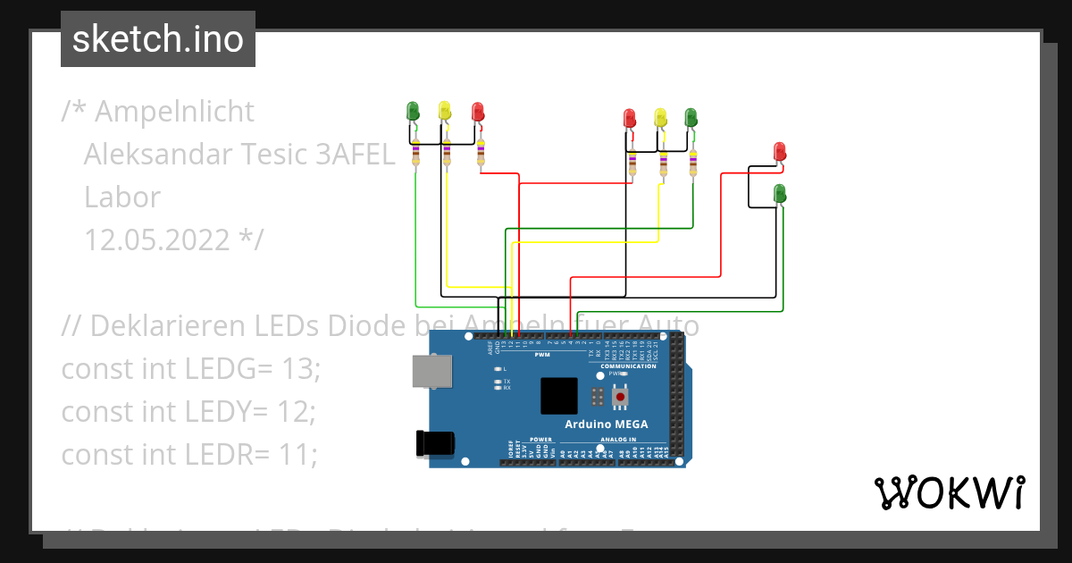 Traffic_Light_3Way - Wokwi ESP32, STM32, Arduino Simulator