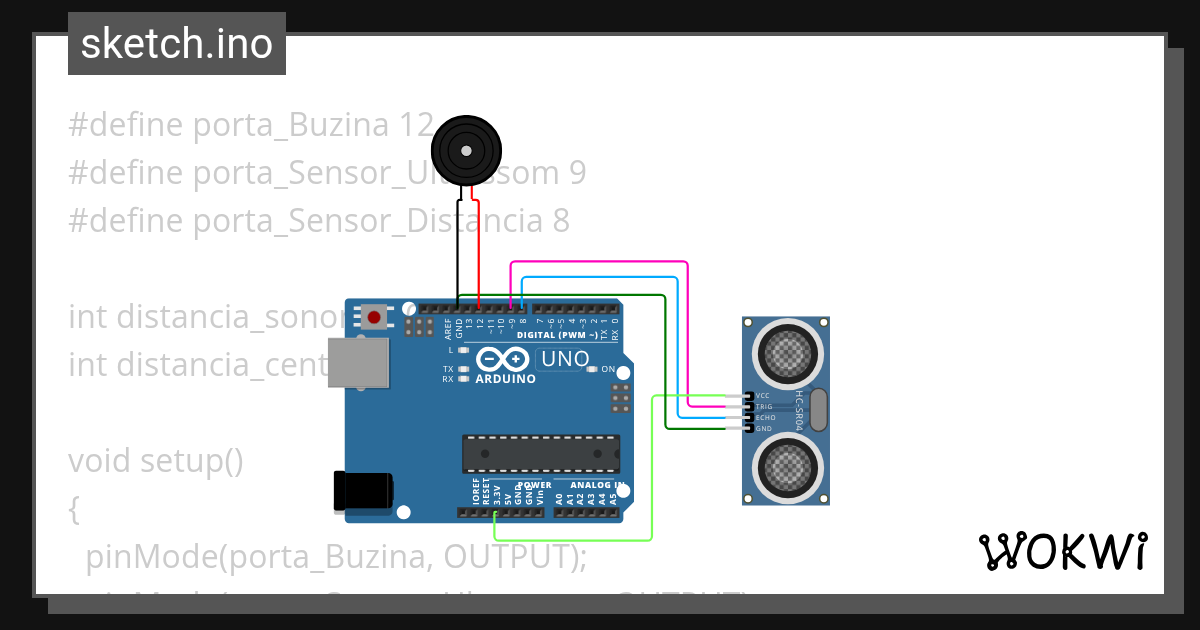 Sensor de Distância - Wokwi ESP32, STM32, Arduino Simulator