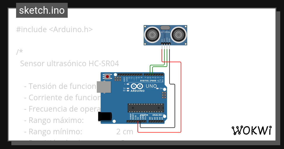 ULTRASONIDOS - Wokwi ESP32, STM32, Arduino Simulator