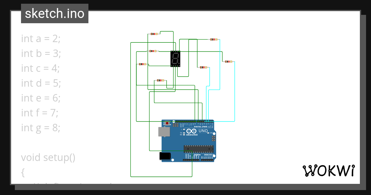NUMERO DE 0 AL 9 - Wokwi ESP32, STM32, Arduino Simulator