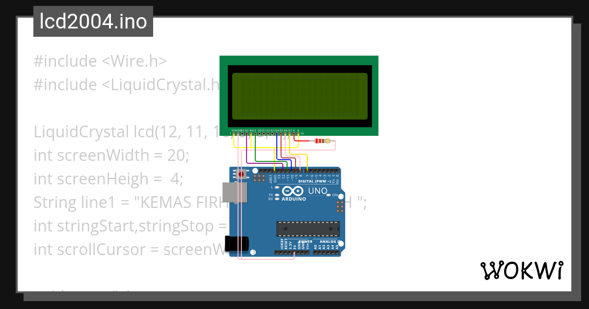 lcd2004.ino - Wokwi ESP32, STM32, Arduino Simulator