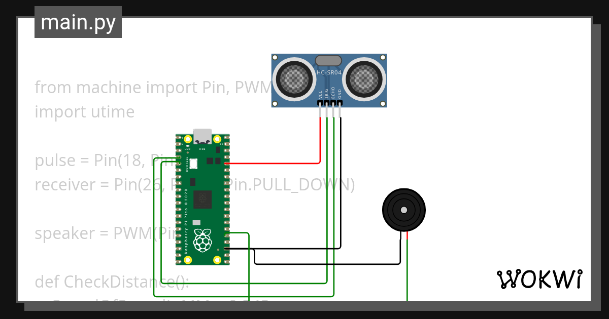#6 Ultrasonic Sensor with Buzzer - Wokwi ESP32, STM32, Arduino Simulator