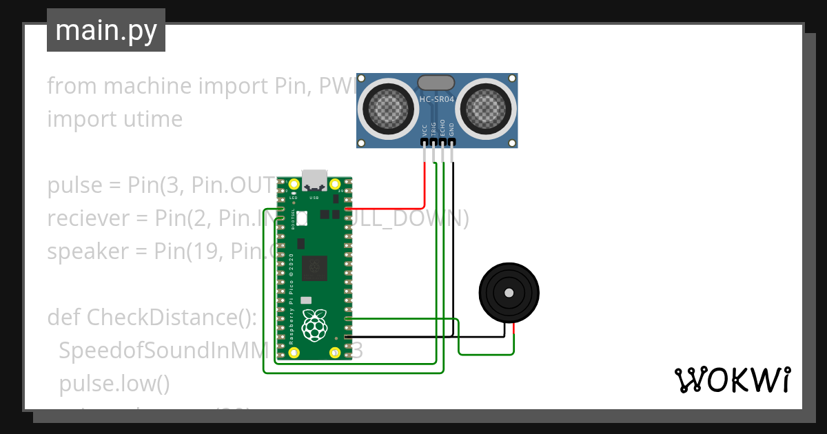 #6 Ultrasonic Sensor with Buzzer - Wokwi ESP32, STM32, Arduino Simulator