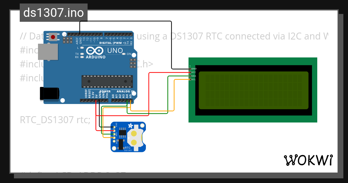 ds1307.ino - Wokwi ESP32, STM32, Arduino Simulator