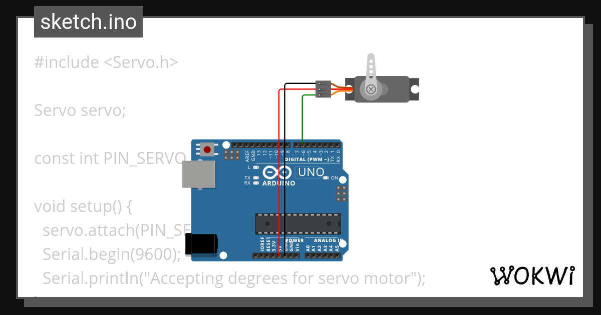 Serial read -> servo control - Wokwi ESP32, STM32, Arduino Simulator