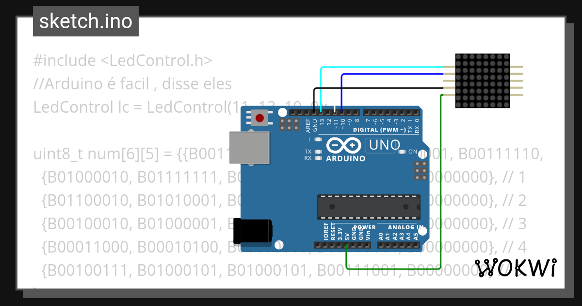 painel de matriz - Wokwi ESP32, STM32, Arduino Simulator