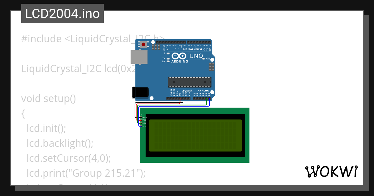 LCD2004.ino - Wokwi ESP32, STM32, Arduino Simulator