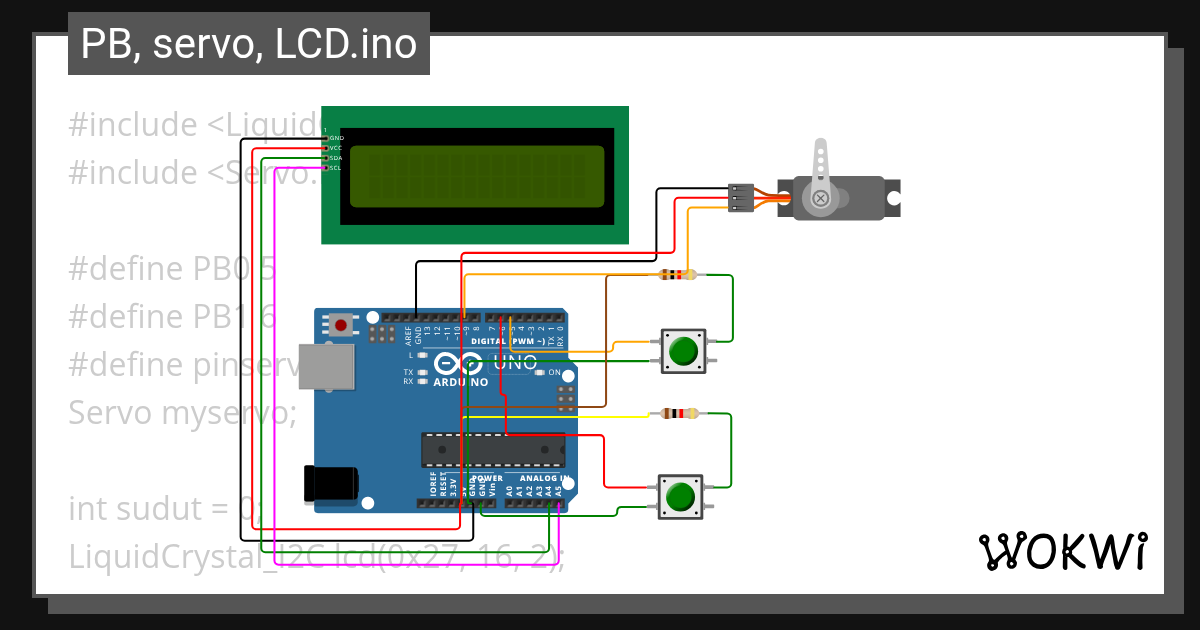 PB, servo, LCD.ino - Wokwi ESP32, STM32, Arduino Simulator