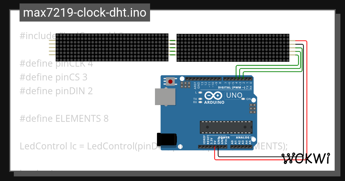 max7219-clock-dht.ino - Wokwi ESP32, STM32, Arduino Simulator