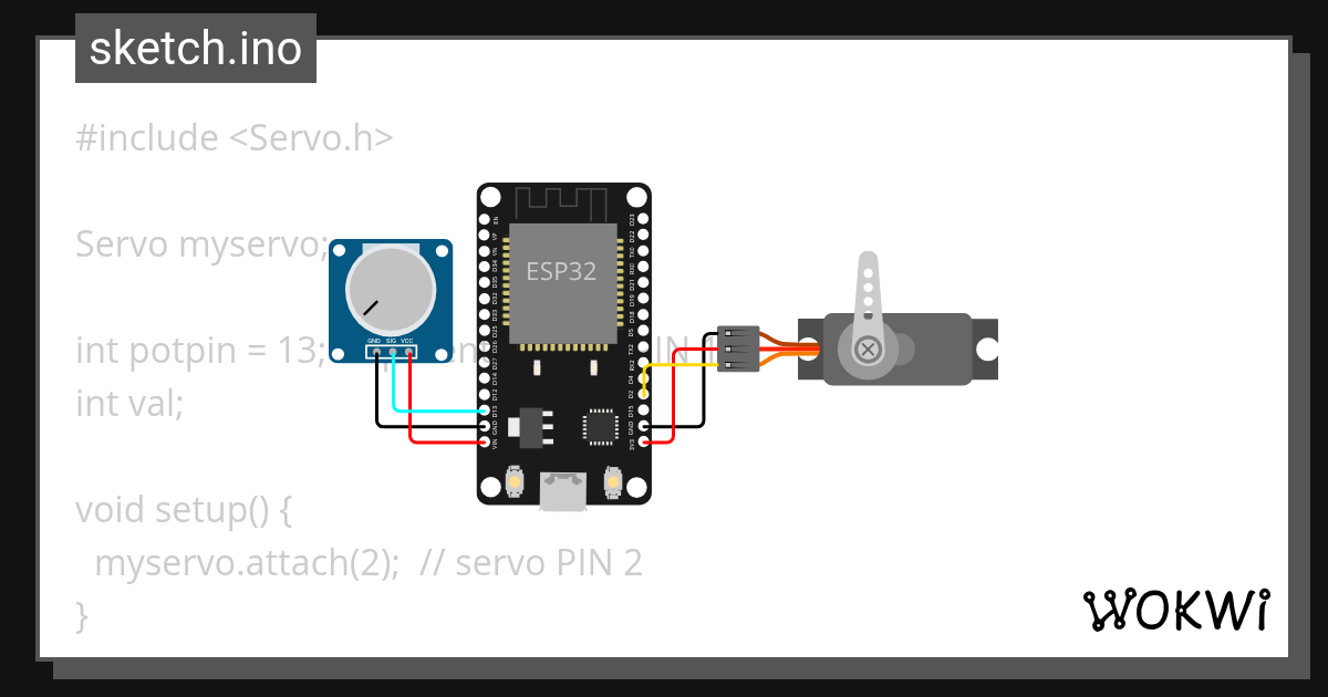 可變電阻伺服馬達ino Wokwi Esp32 Stm32 Arduino Simulator 