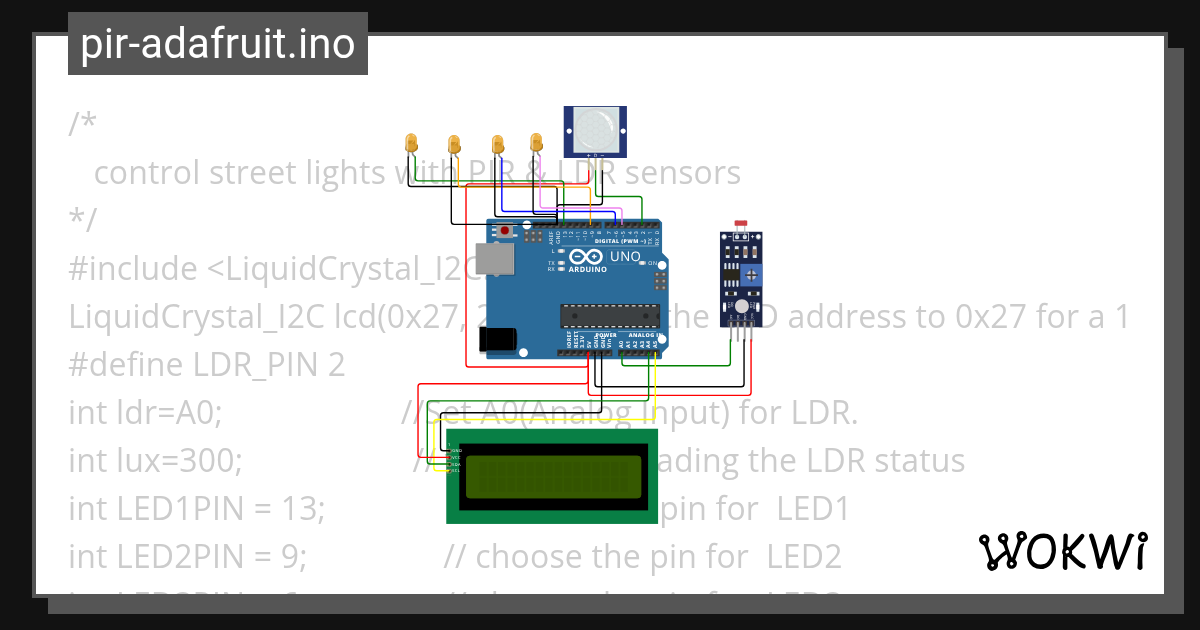 pir-adafruit.ino - Wokwi ESP32, STM32, Arduino Simulator