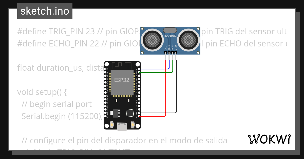 ESP32_UltraSonicSensor - Wokwi ESP32, STM32, Arduino Simulator