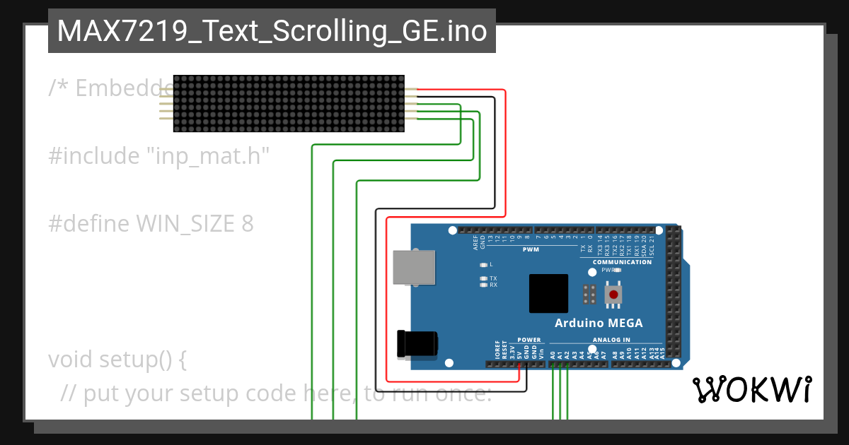 MAX7219_Text_Scrolling_GE.ino - Wokwi ESP32, STM32, Arduino Simulator