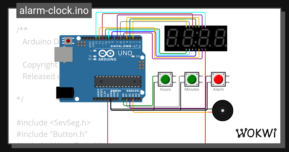 alarm-clock.ino - Wokwi ESP32, STM32, Arduino Simulator