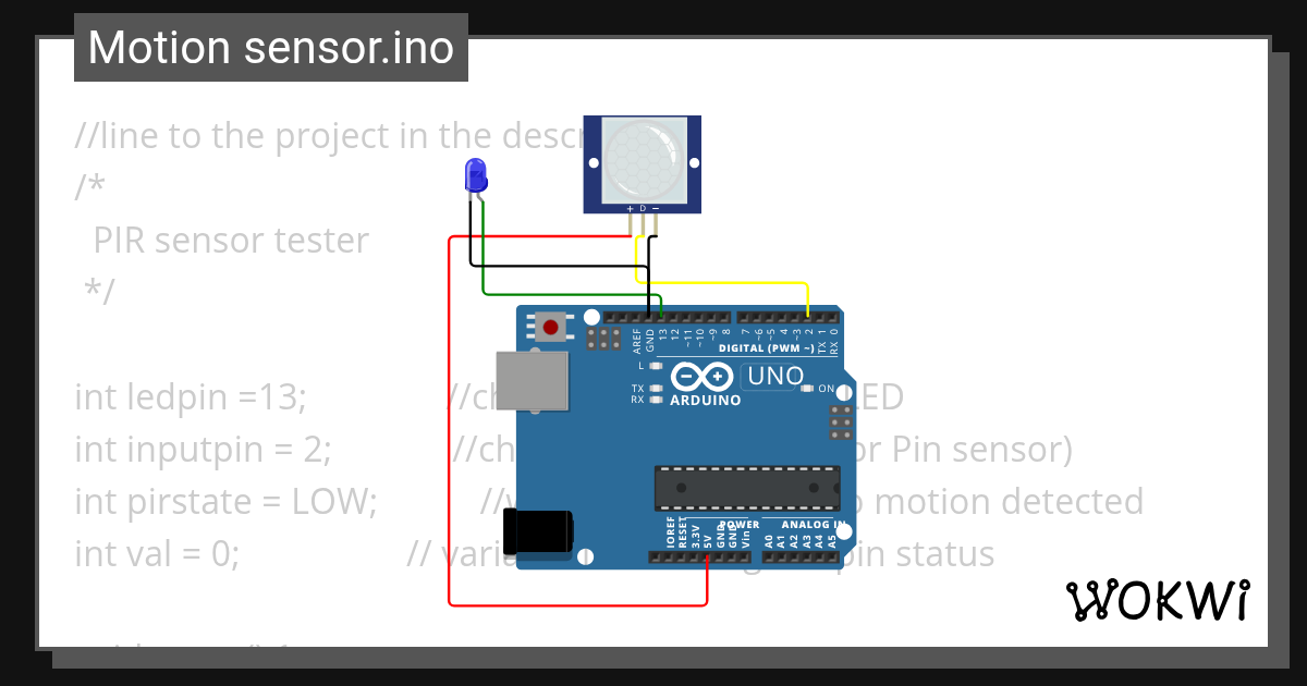 Motion sensor.ino - Wokwi ESP32, STM32, Arduino Simulator
