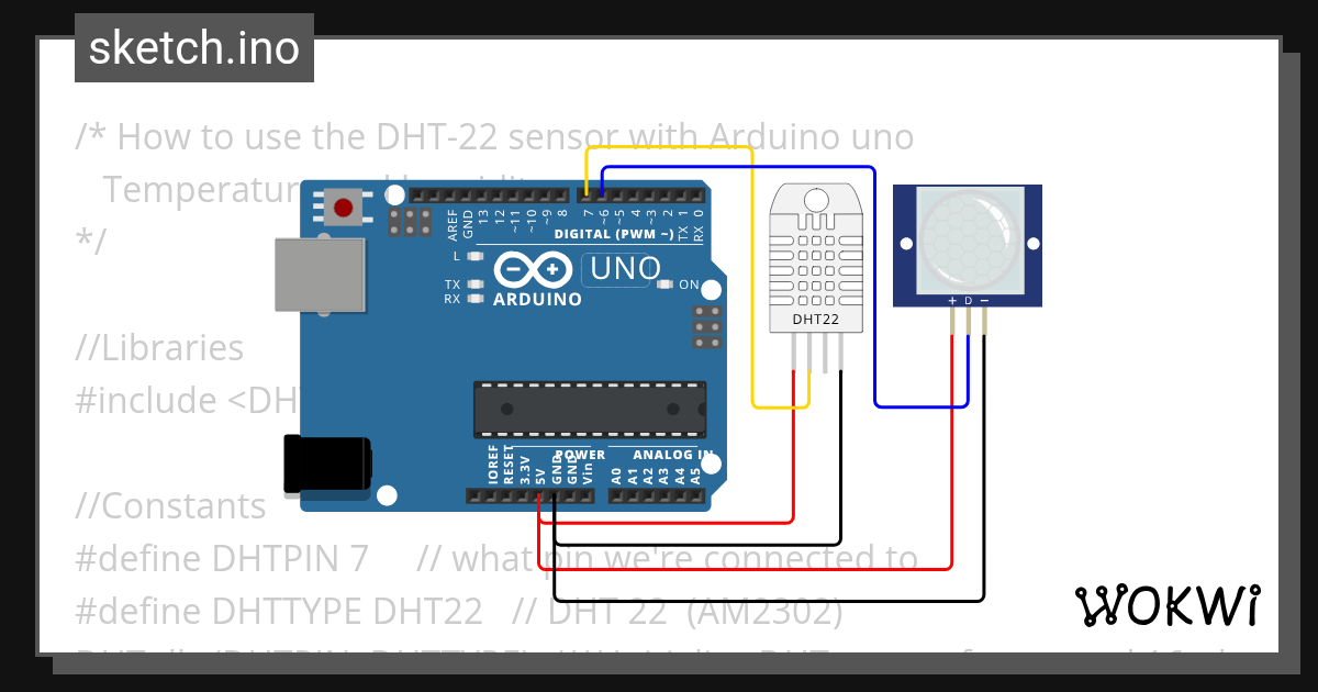 2022-06-01 - Trabalho 13 - Temperatura, Humidade e Movimento - Wokwi ESP32, STM32, Arduino Simulator