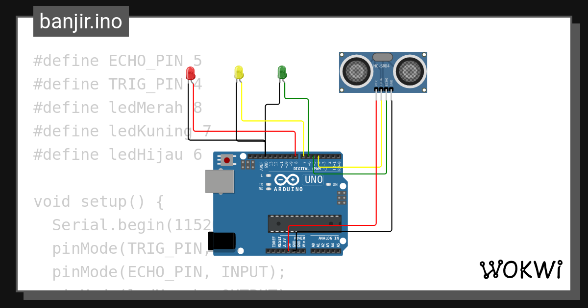 banjir.ino - Wokwi ESP32, STM32, Arduino Simulator banjir.ino - Wokwi ESP32, STM32, Arduino Simulator