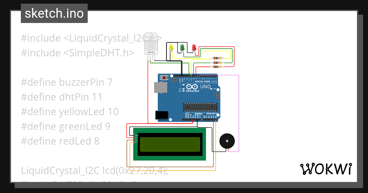 Indobot10-4 DHT+LED+Buzzer.ino - Wokwi ESP32, STM32, Arduino Simulator