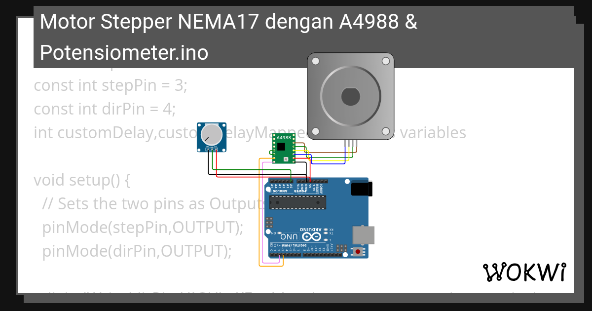 Motor Stepper NEMA17 dengan A4988 & Potensiometer.ino - Wokwi ESP32, STM32, Arduino Simulator