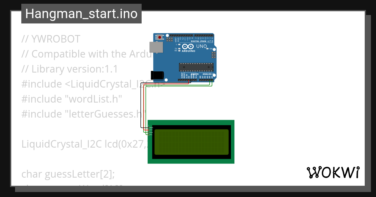 Hangman_start.ino - Wokwi ESP32, STM32, Arduino Simulator