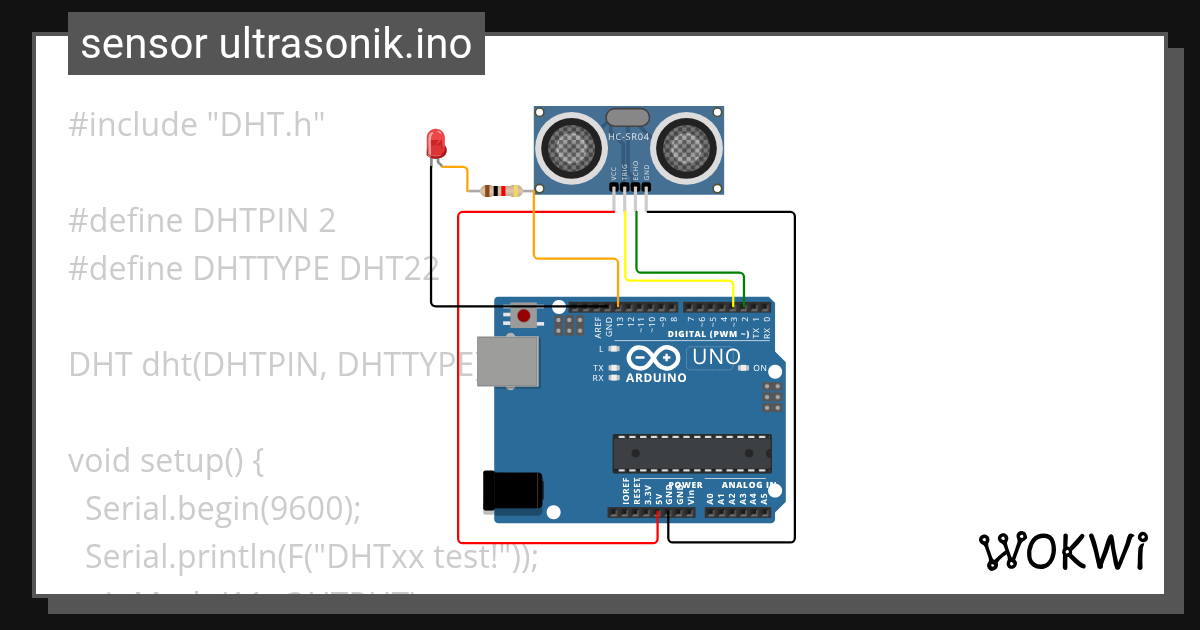 sensor ultrasonik.ino - Wokwi ESP32, STM32, Arduino Simulator