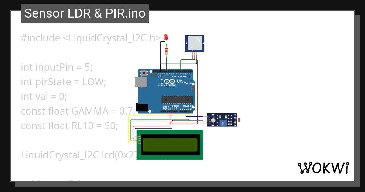 Sensor LDR & PIR.ino - Wokwi ESP32, STM32, Arduino Simulator
