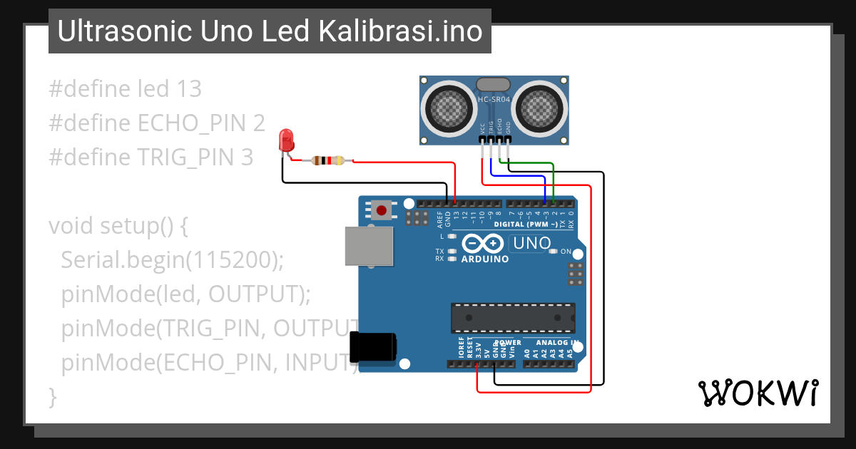 Ultrasonic Uno Led Kalibrasi.ino - Wokwi ESP32, STM32, Arduino Simulator