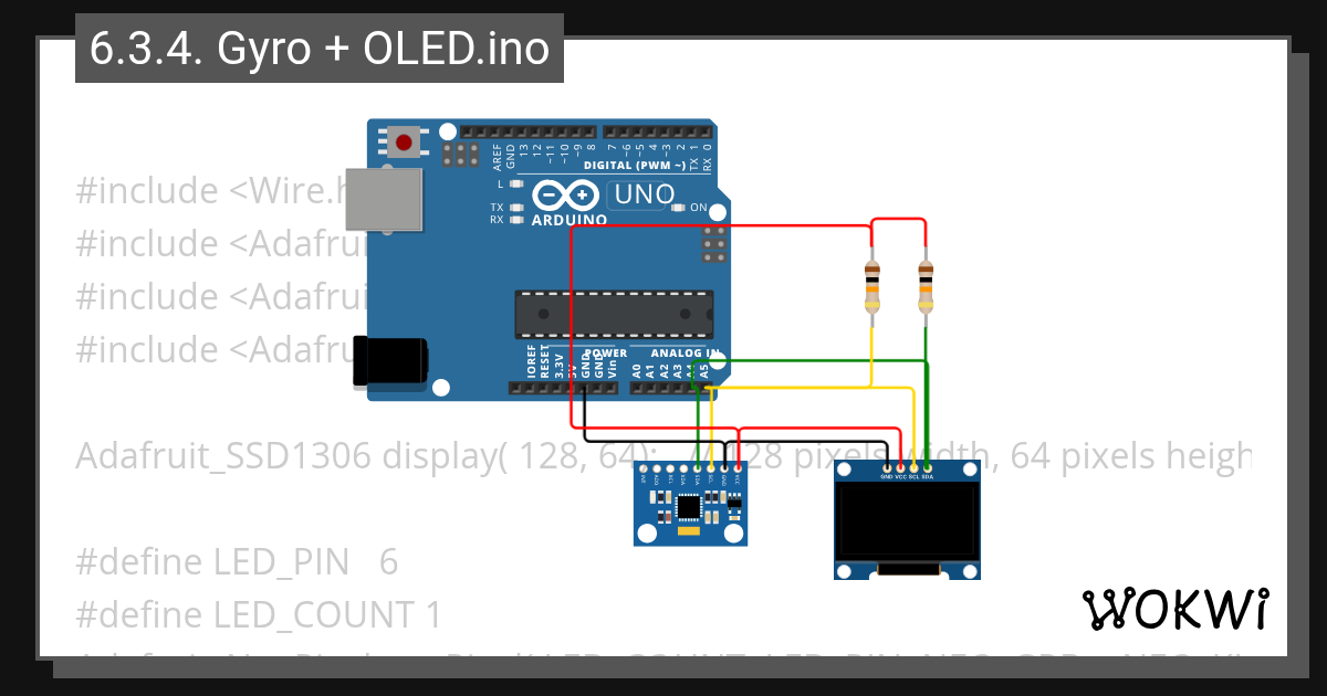 6.3.4. Gyro + OLED.ino - Wokwi ESP32, STM32, Arduino Simulator