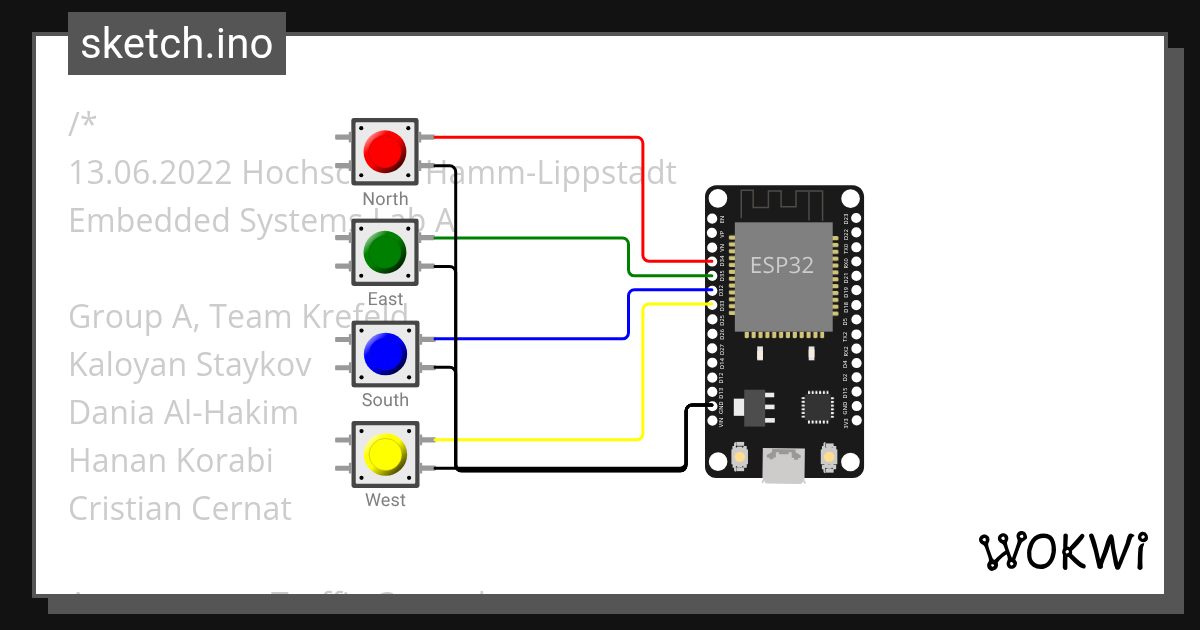 intersection_part.ino - Wokwi ESP32, STM32, Arduino Simulator