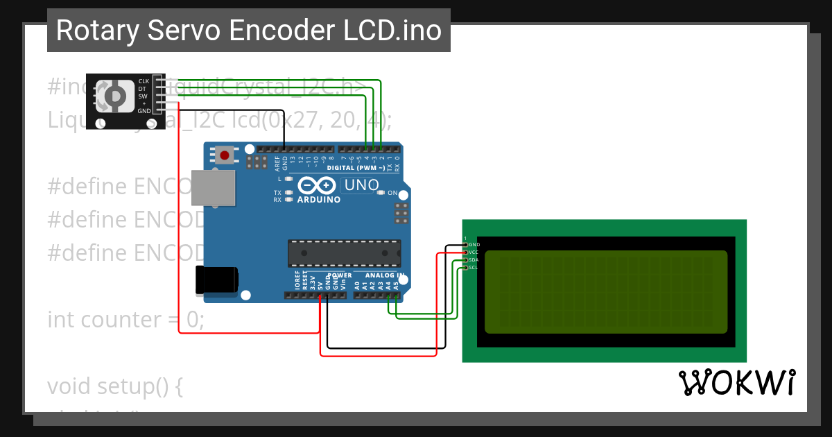 Rotary Servo Encoder LCD.ino - Wokwi ESP32, STM32, Arduino Simulator