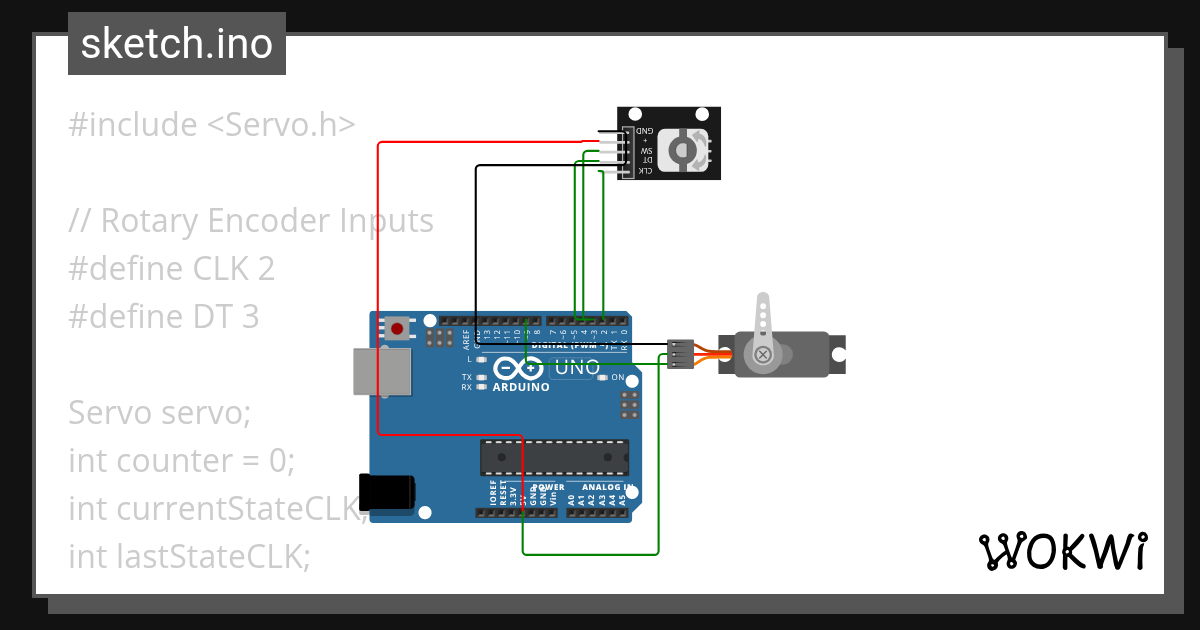 rotari encode menggerakkan motor - Wokwi ESP32, STM32, Arduino Simulator